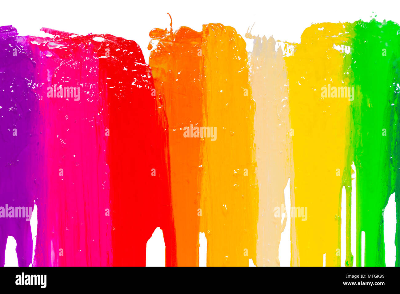 rainbow colors of paint dripping with clipping path Stock Photo - Alamy