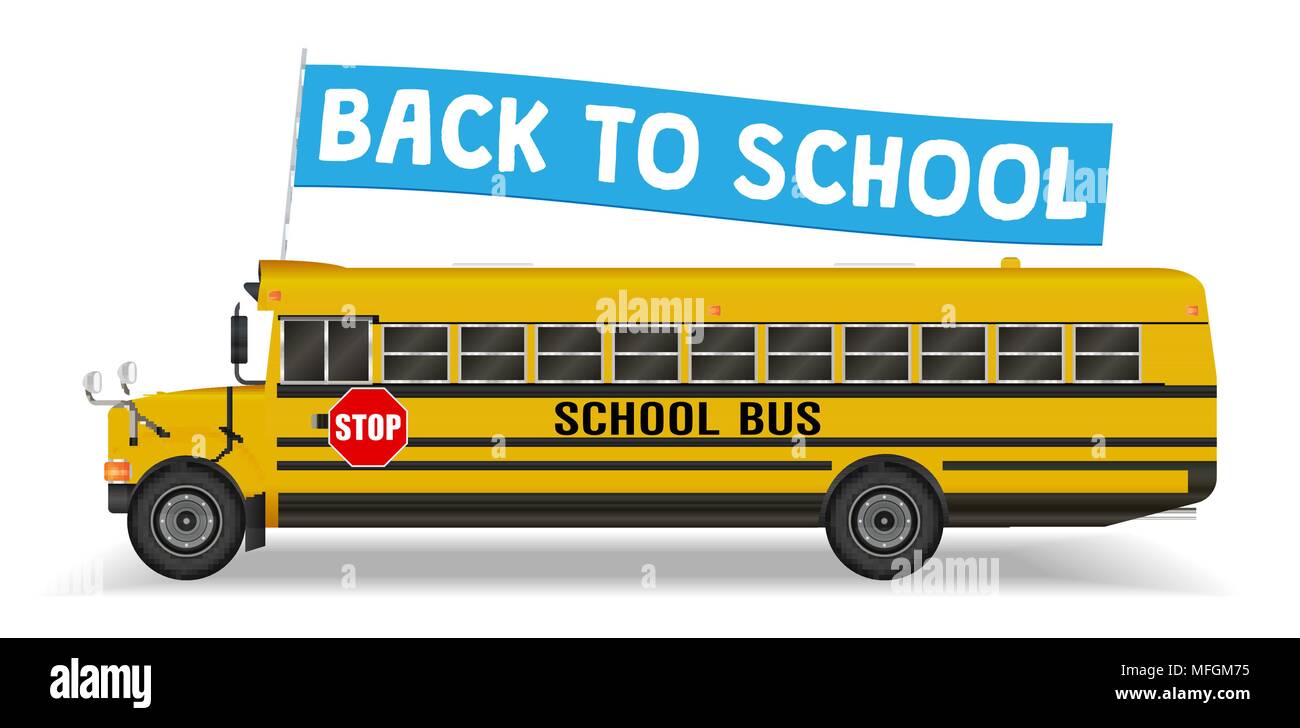 Back to school flag on school bus design Stock Vector Image & Art - Alamy
