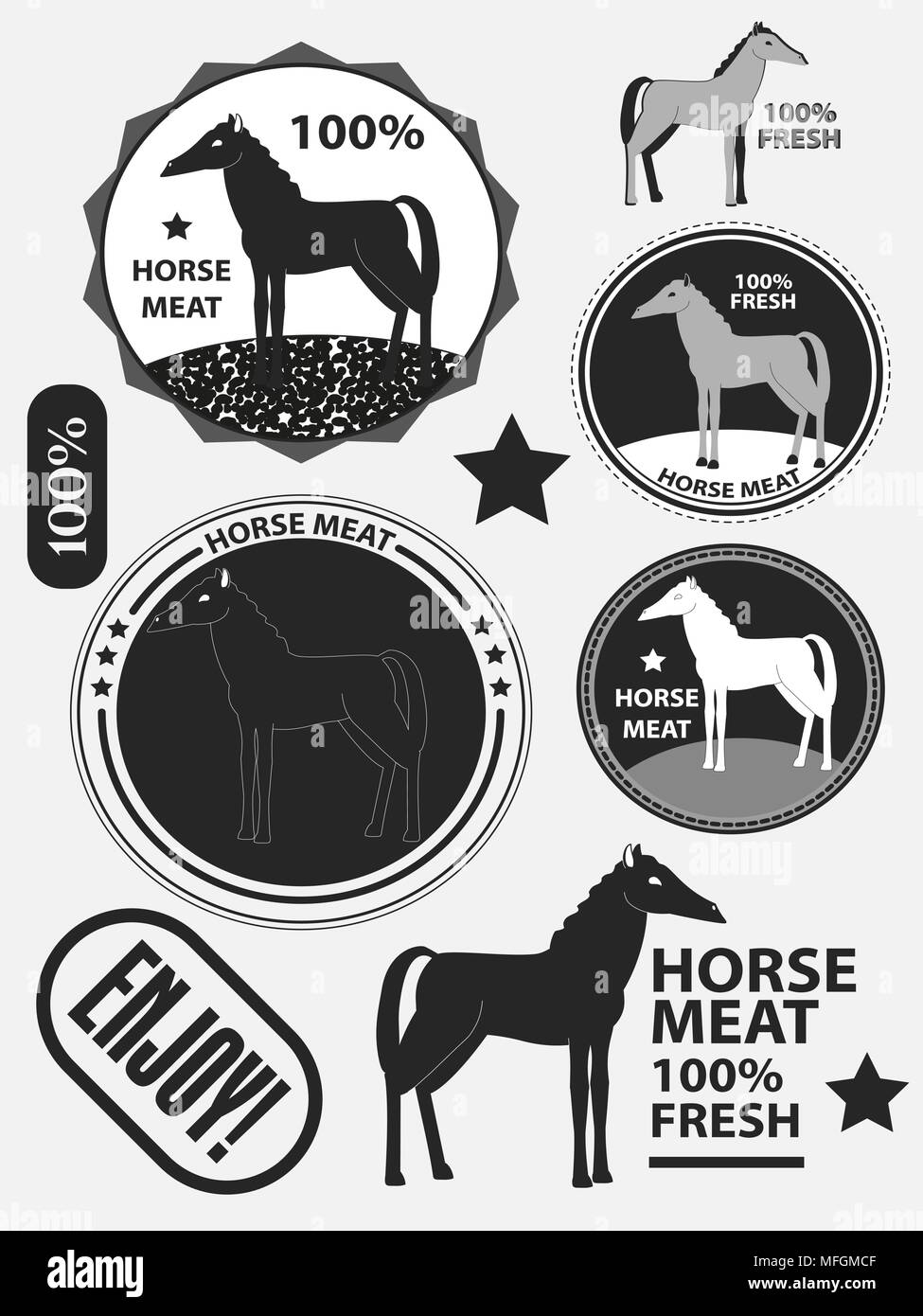 Set of logo horse meat, horseflesh, labels and badges. Vector ...
