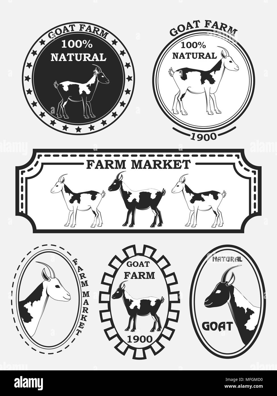 Set of goat labels, badges and design elements. Vector illustration ...