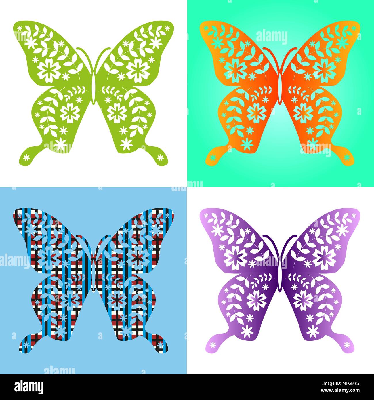 Spring butterfly color composition. Vector illustration layered for ...