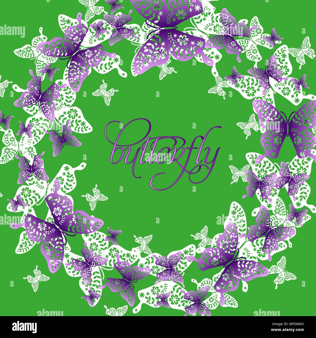 Spring butterfly color composition. Vector illustration layered for ...