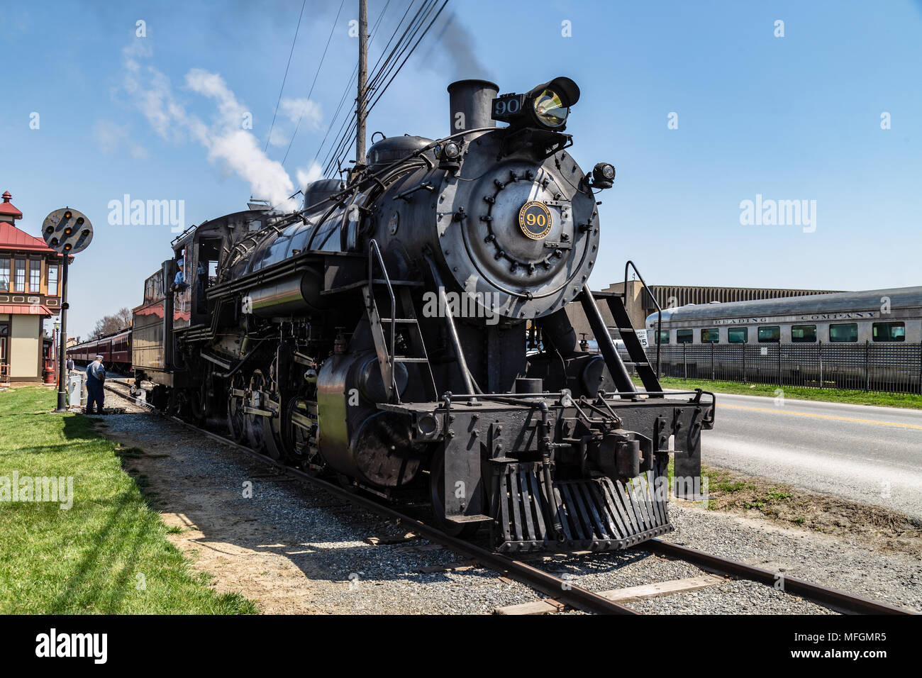 Strasburg, PA, USA - April 14, 2018: A steam locomotive from the ...