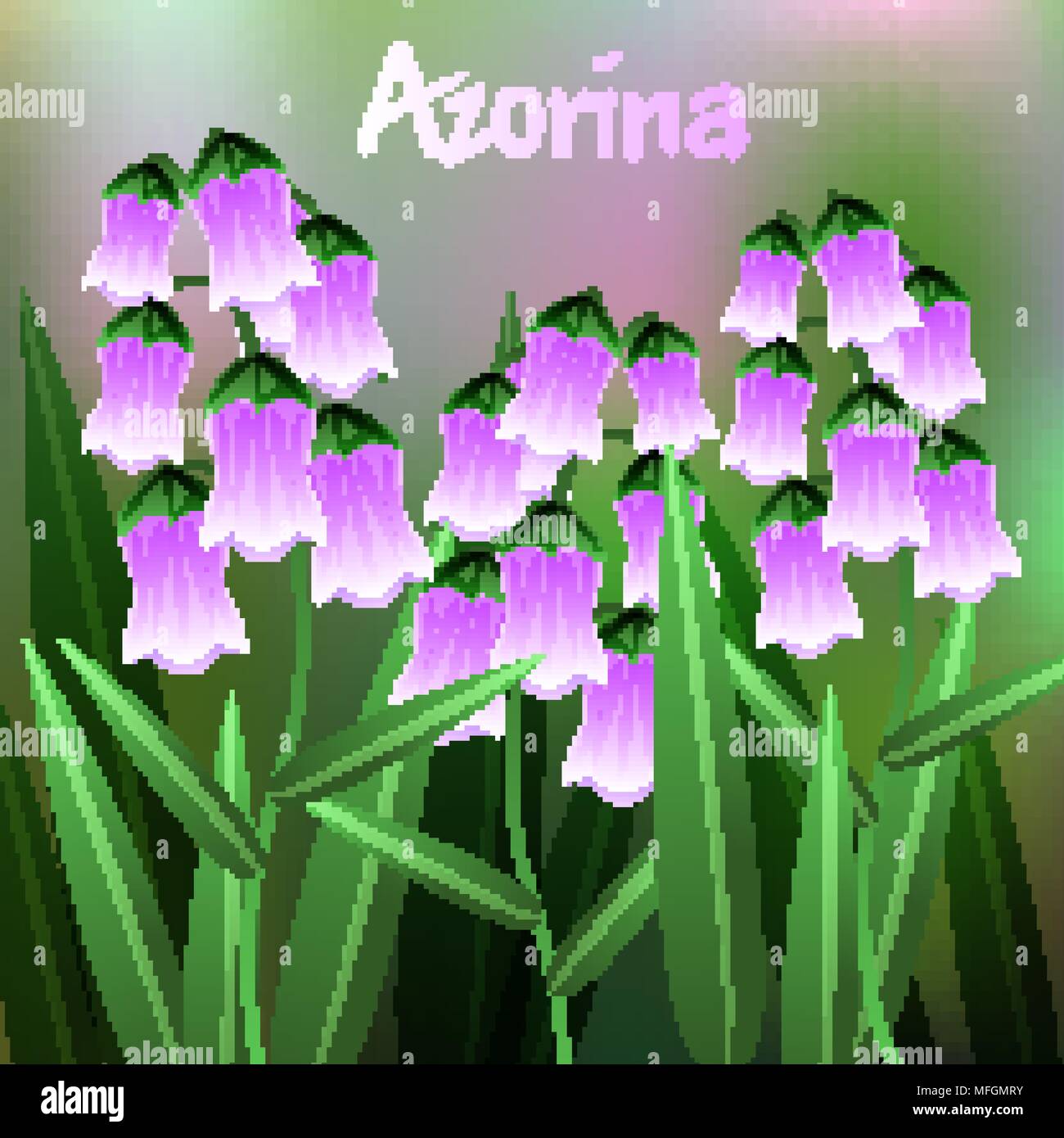 Beautiful Flower, Illustration of Azorina Flower with Green Leaves on ...