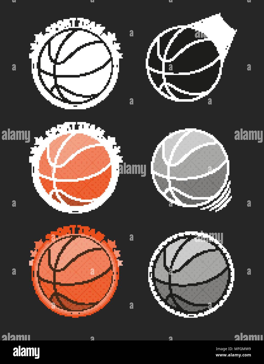 Set of basketballs on a gray background. Vector illustration Stock ...