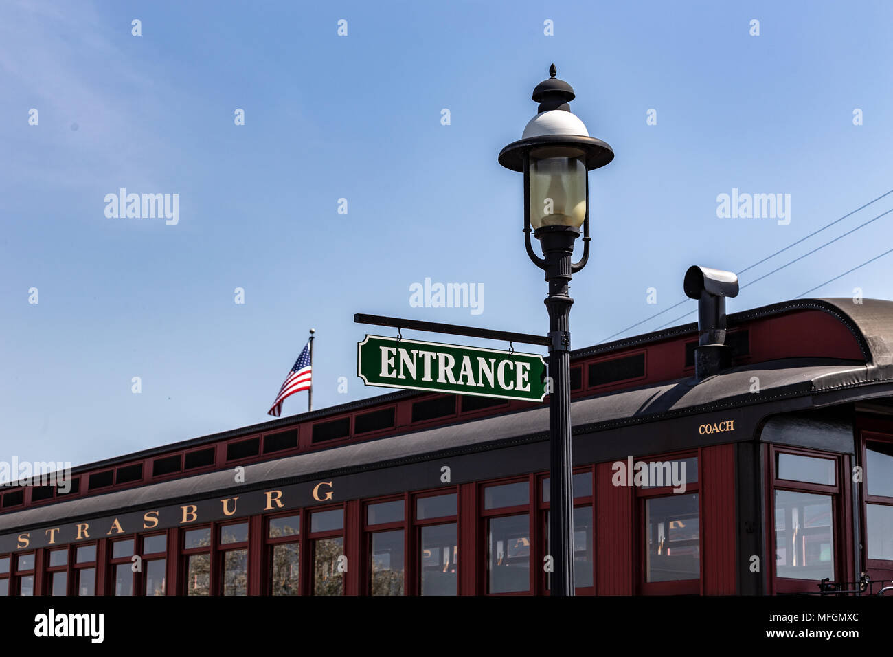 Strasburg, PA, USA - April 14, 2018: The Entrance to Strasburg Rail ...