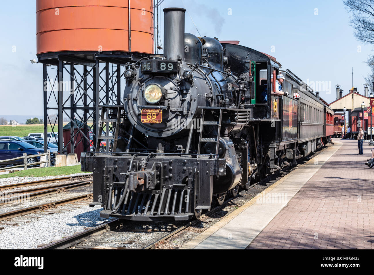 Strasburg, PA, USA - April 14, 2018: A steam locomotive from the ...