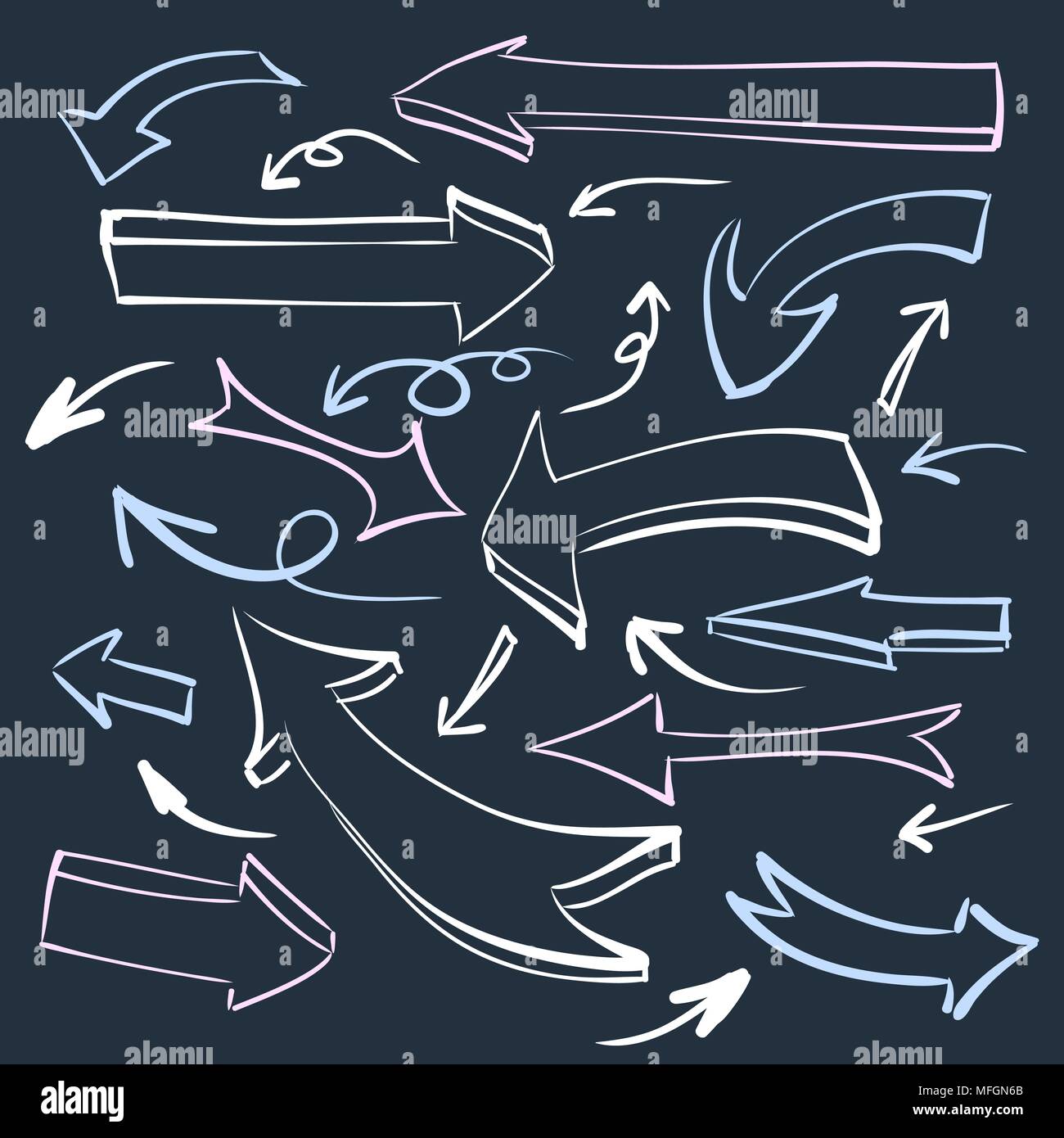 A large set of hand-drawn vintage arrows. Form style. It can be used ...