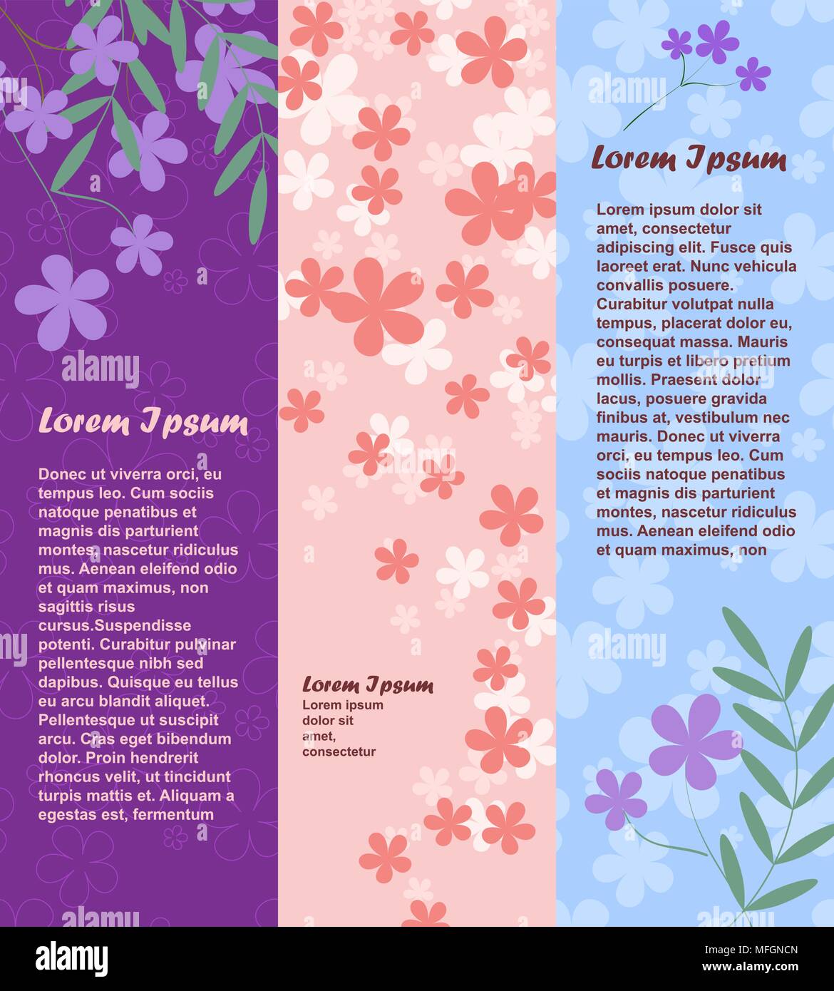 Set of vertical banners with flowers and place for your text. Vector ...