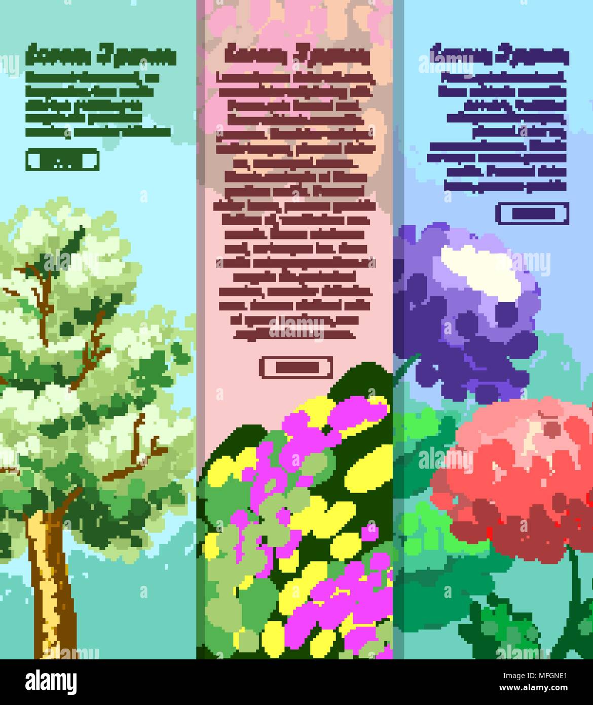 Colored banners with tree, flower and abstraction with space for your ...