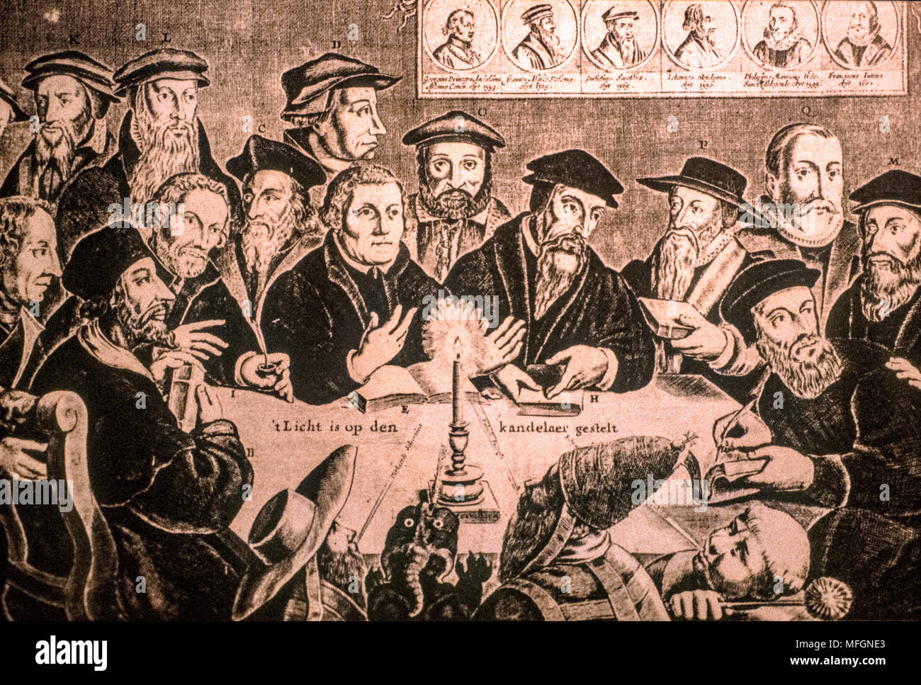 Italy -Calvin and Luther in an 18th century engraving Stock Photo - Alamy