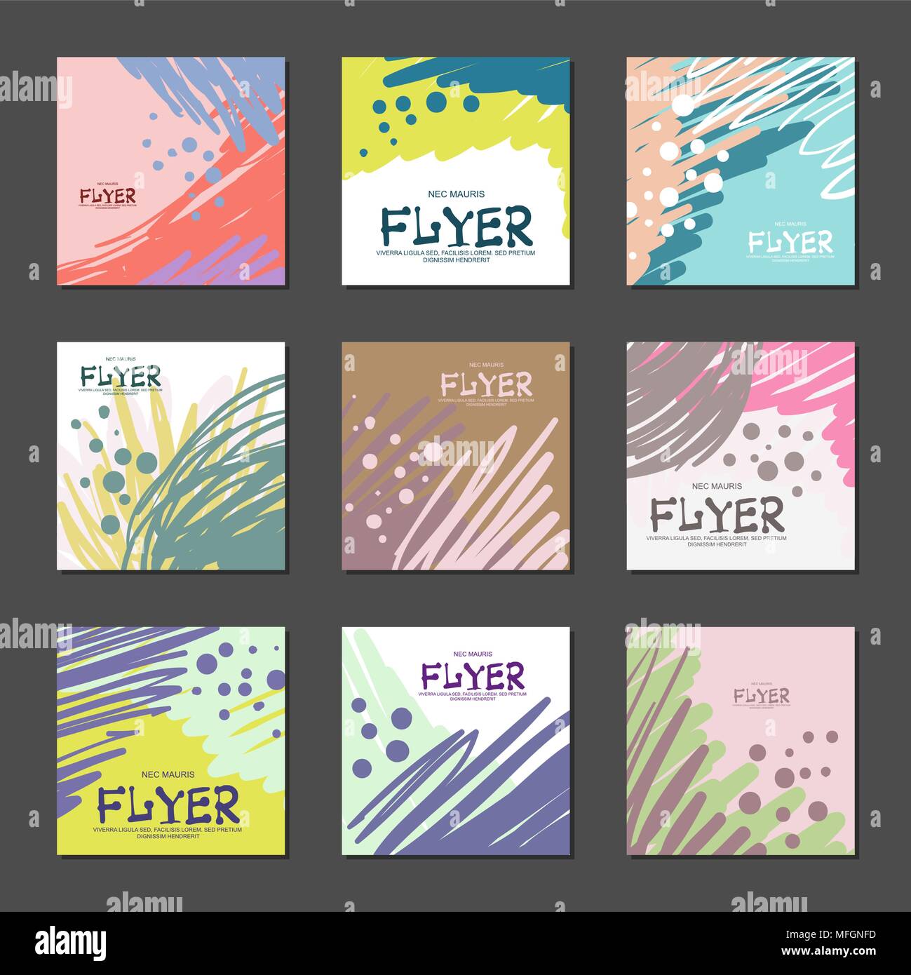 Collection of bright abstract cards for your design. Hand-drawn. Vector ...