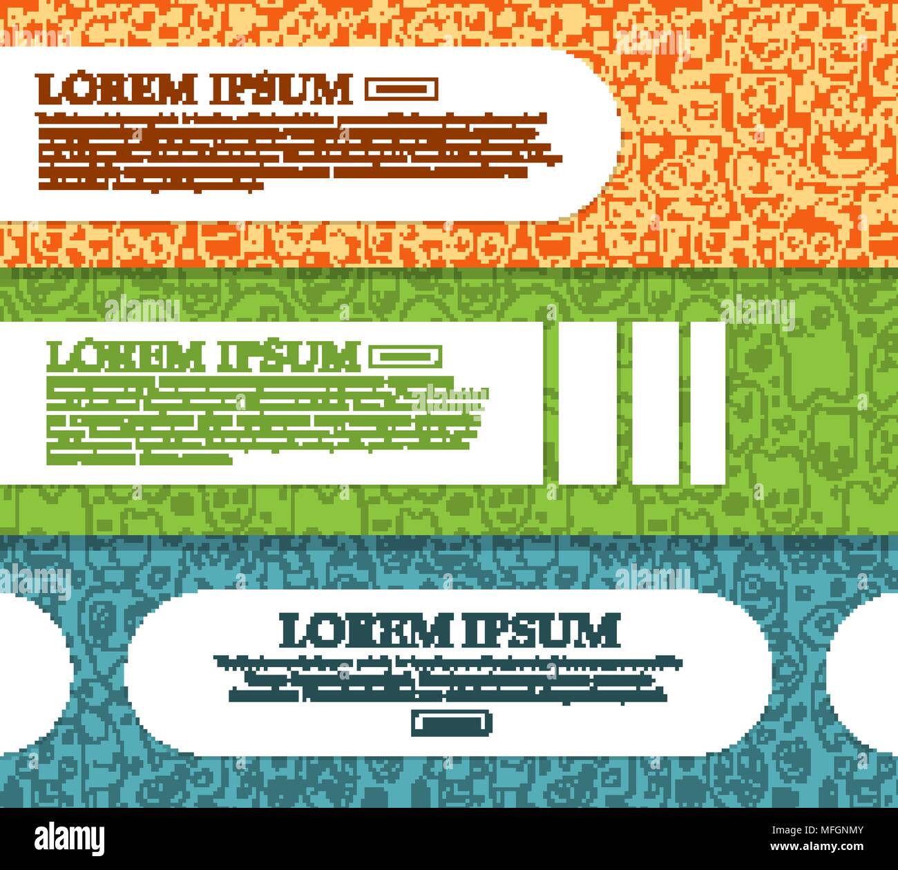 Set of horizontal banners with funny monsters and place for your text ...