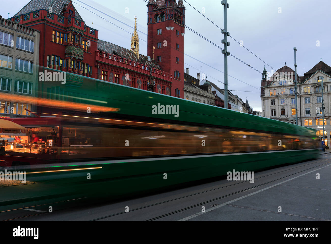 Trams in marketplatz basel hi-res stock photography and images - Alamy