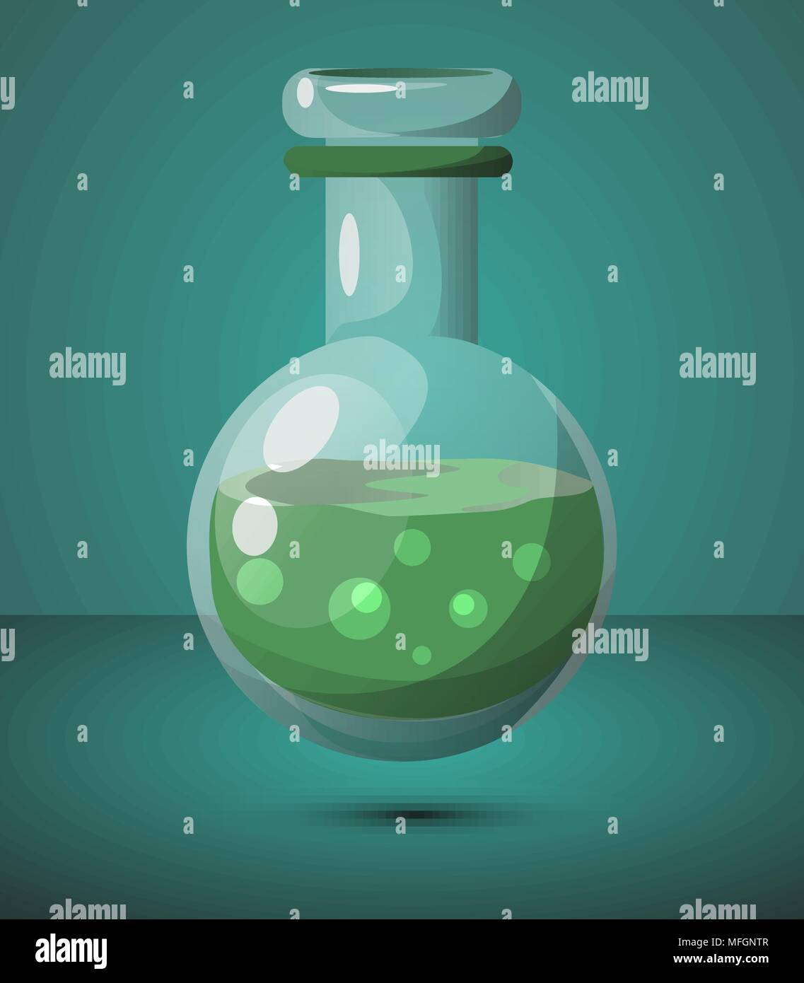 A test tube with a green liquid. For design in games. High speed poison ...