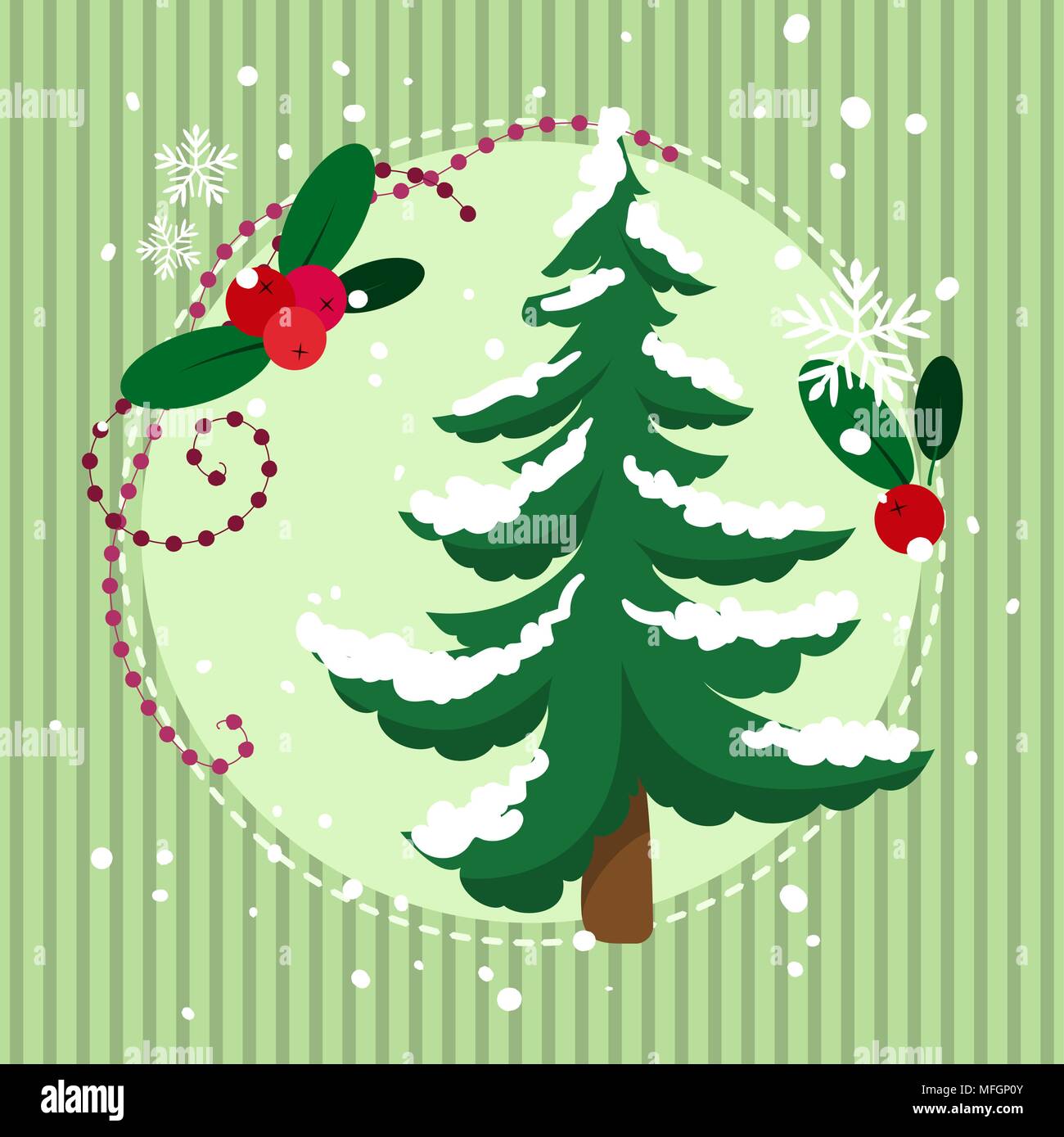 A greeting card with a snow and rowan tree. Can be used as a ...