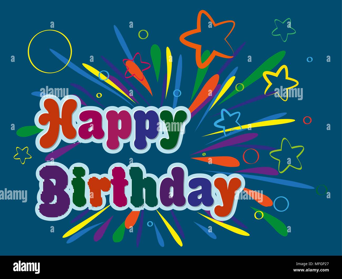 A birthday card with a beautiful and colorful salute. Vector ...