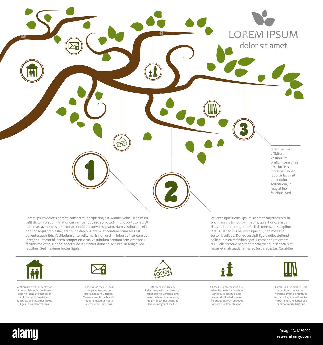 Stylish infographics with a tree for a specific design and a place for ...