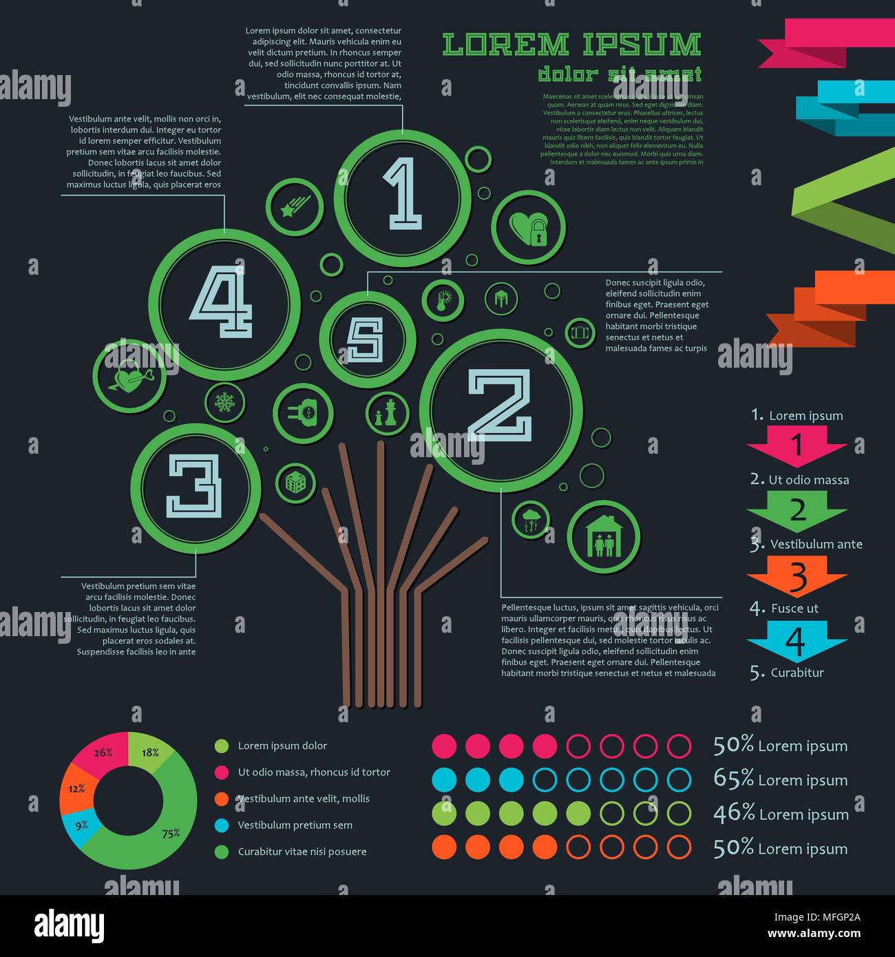 Stylish infographics with a tree for a specific design and a place for ...