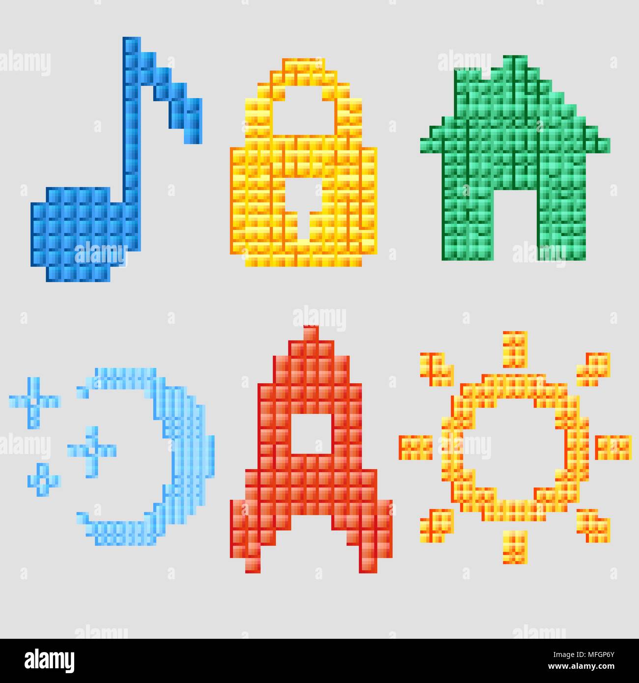 a set of pixel icons for your individual design. Vector illustration ...
