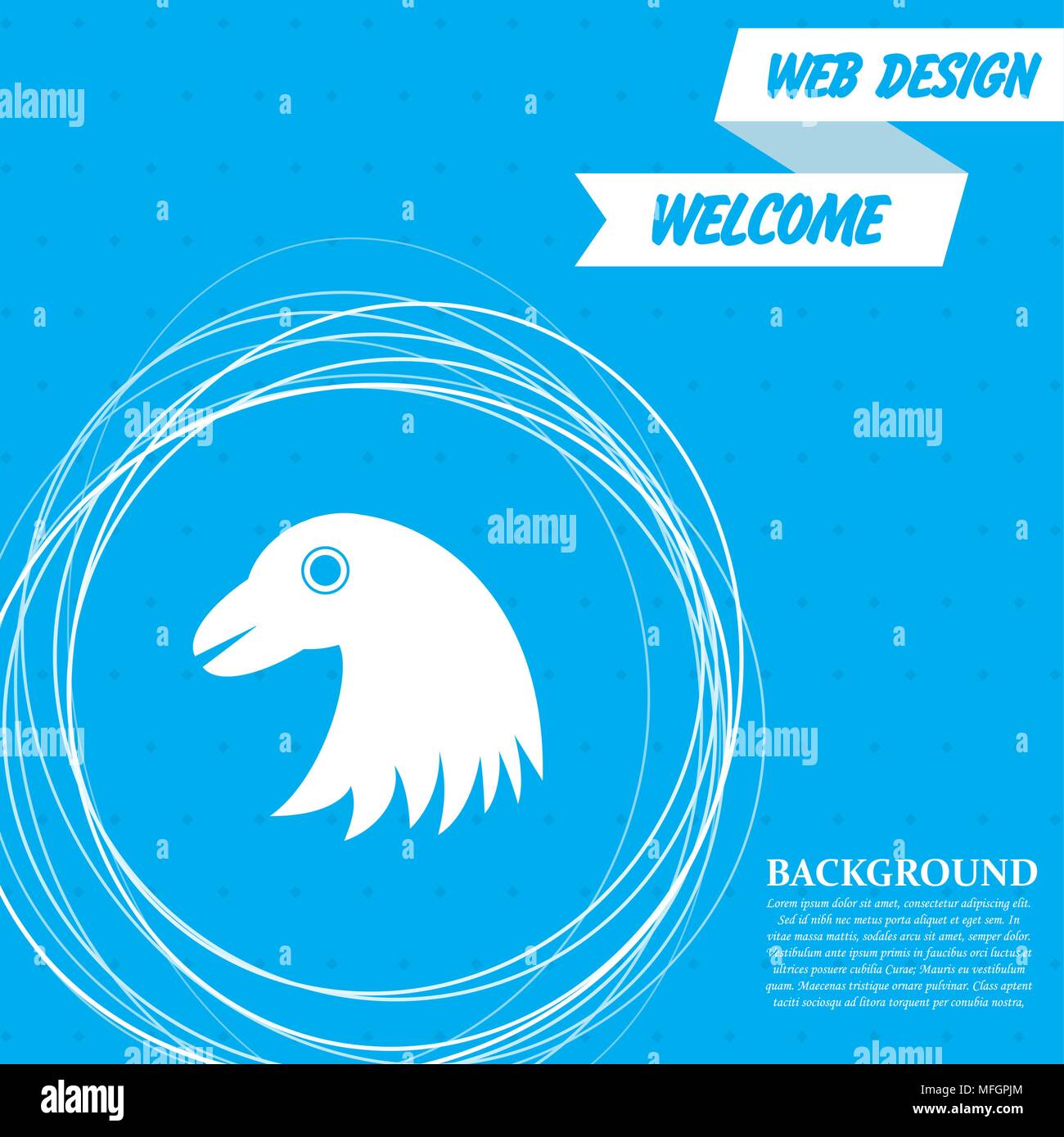 eagle icon on a blue background with abstract circles around and place ...