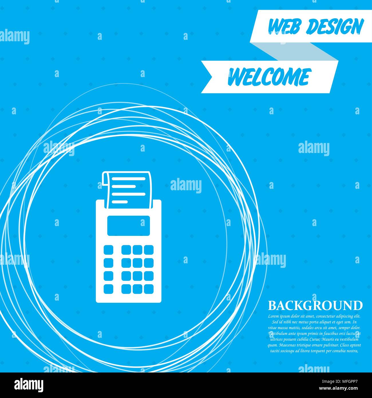 calculator icon on a blue background with abstract circles around and ...