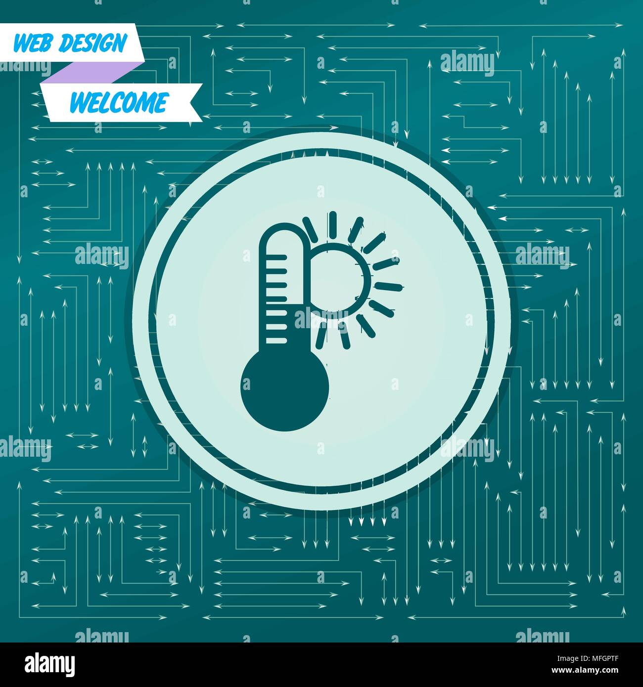 temperature, Medicine thermometer, Weather climate icon on a green ...