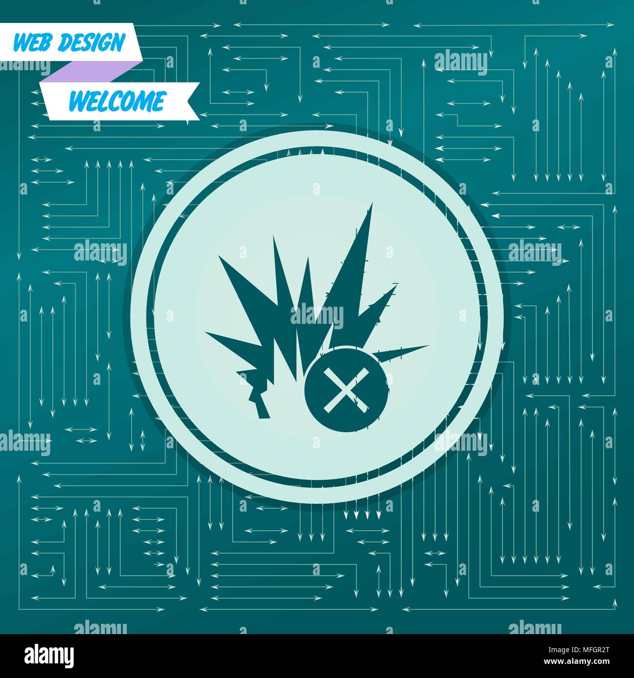 explosion icon on a green background, with arrows in different ...