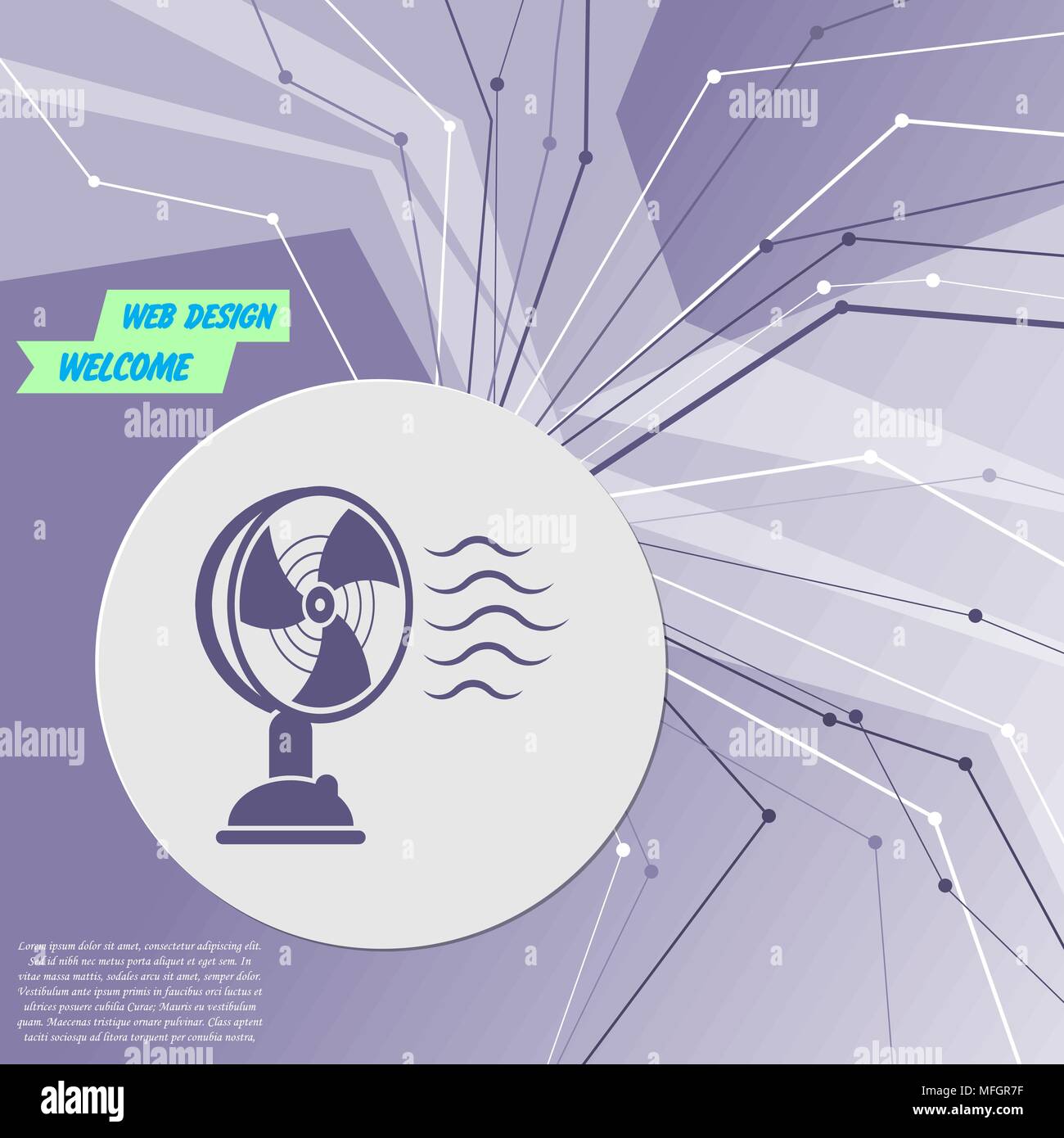 Fan icon on purple abstract modern background. The lines in all ...