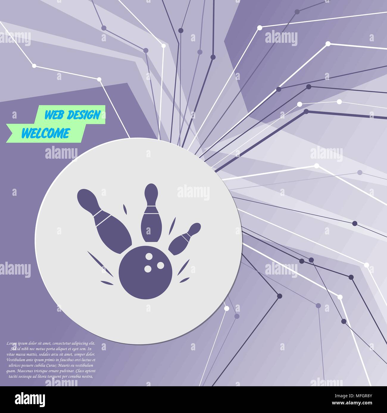 bowling game round ball icon on purple abstract modern background. The ...