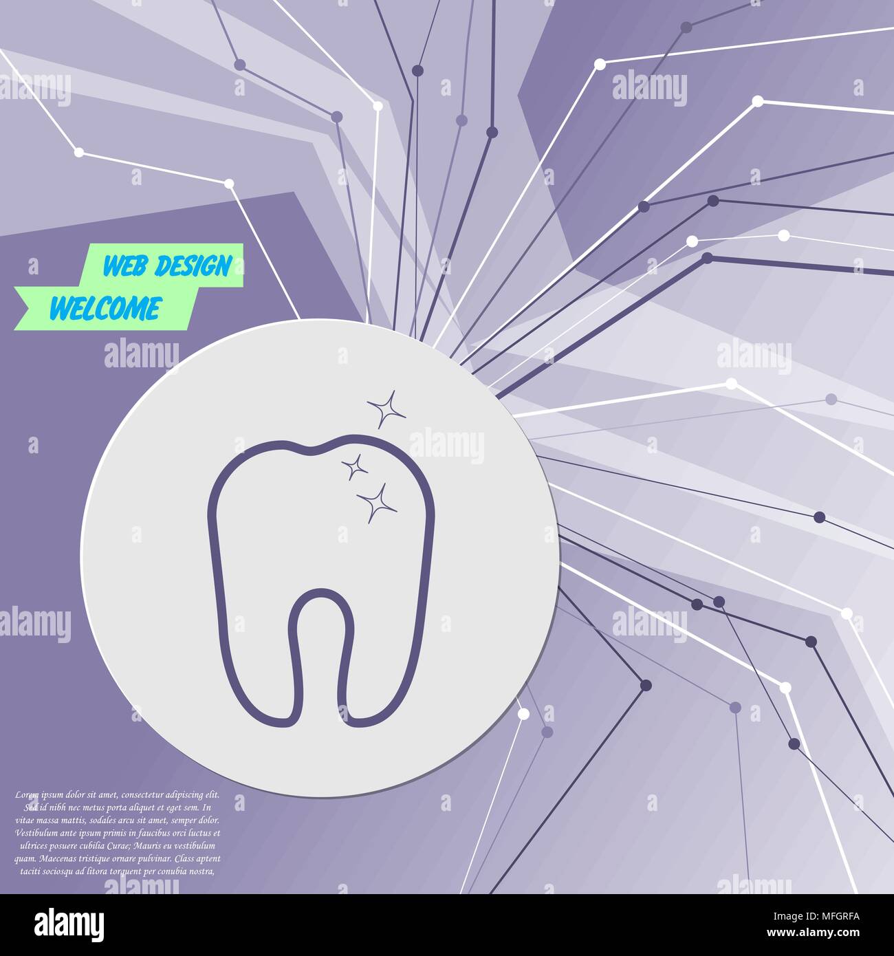 Tooth Icon on purple abstract modern background. The lines in all ...