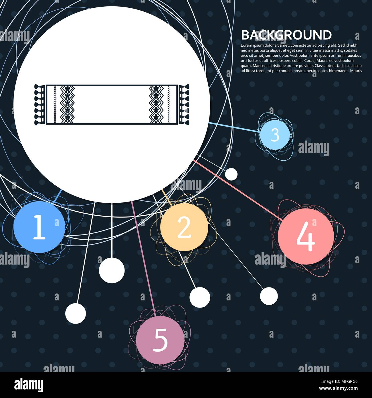 scarf icon with the background to the point and with infographic style ...