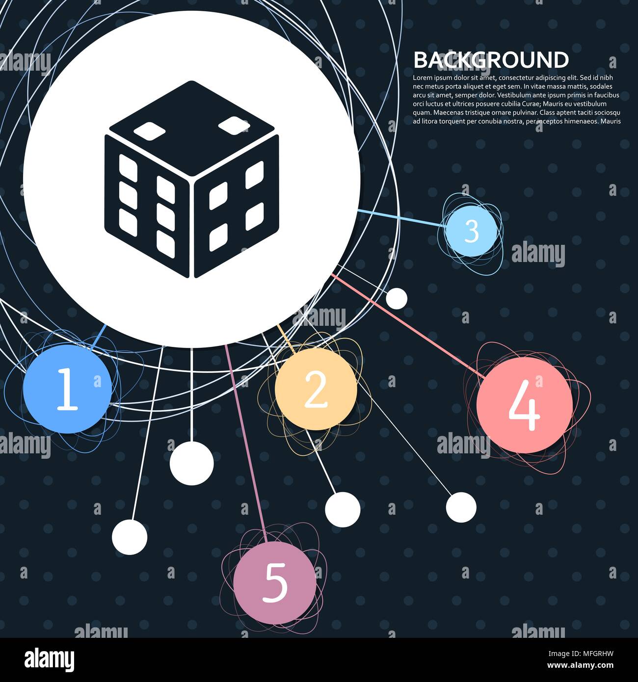 game cube icon with the background to the point and with infographic ...