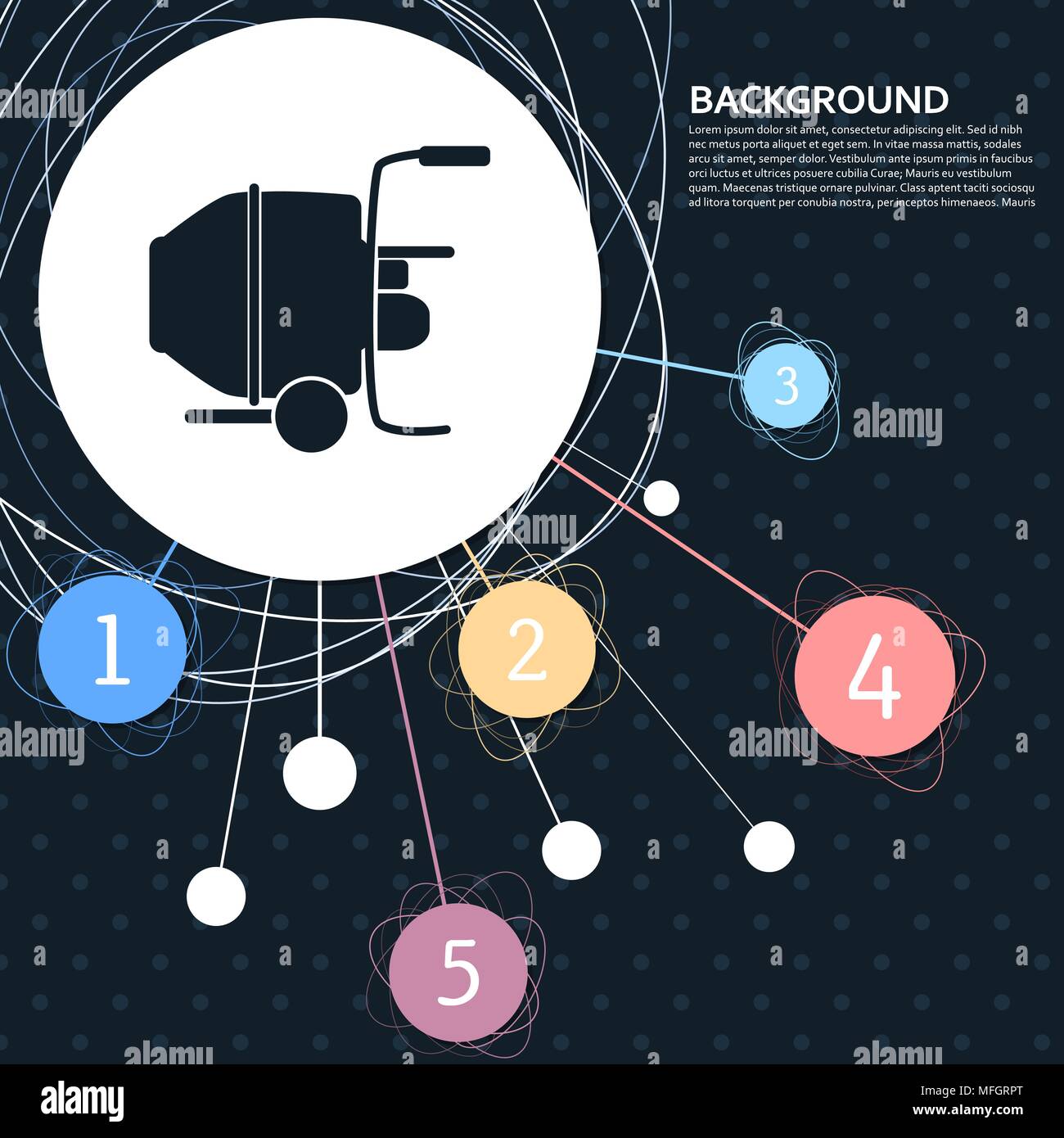 Concrete mixer icon with the background to the point and with ...