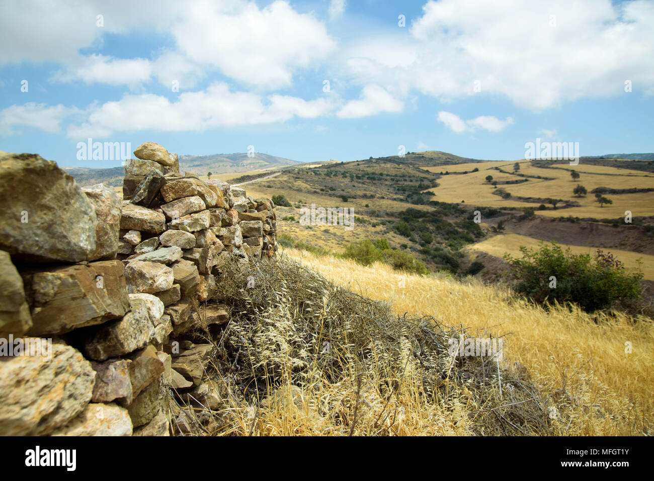 Old stone wall in the cyprus mountains Stock Photo - Alamy