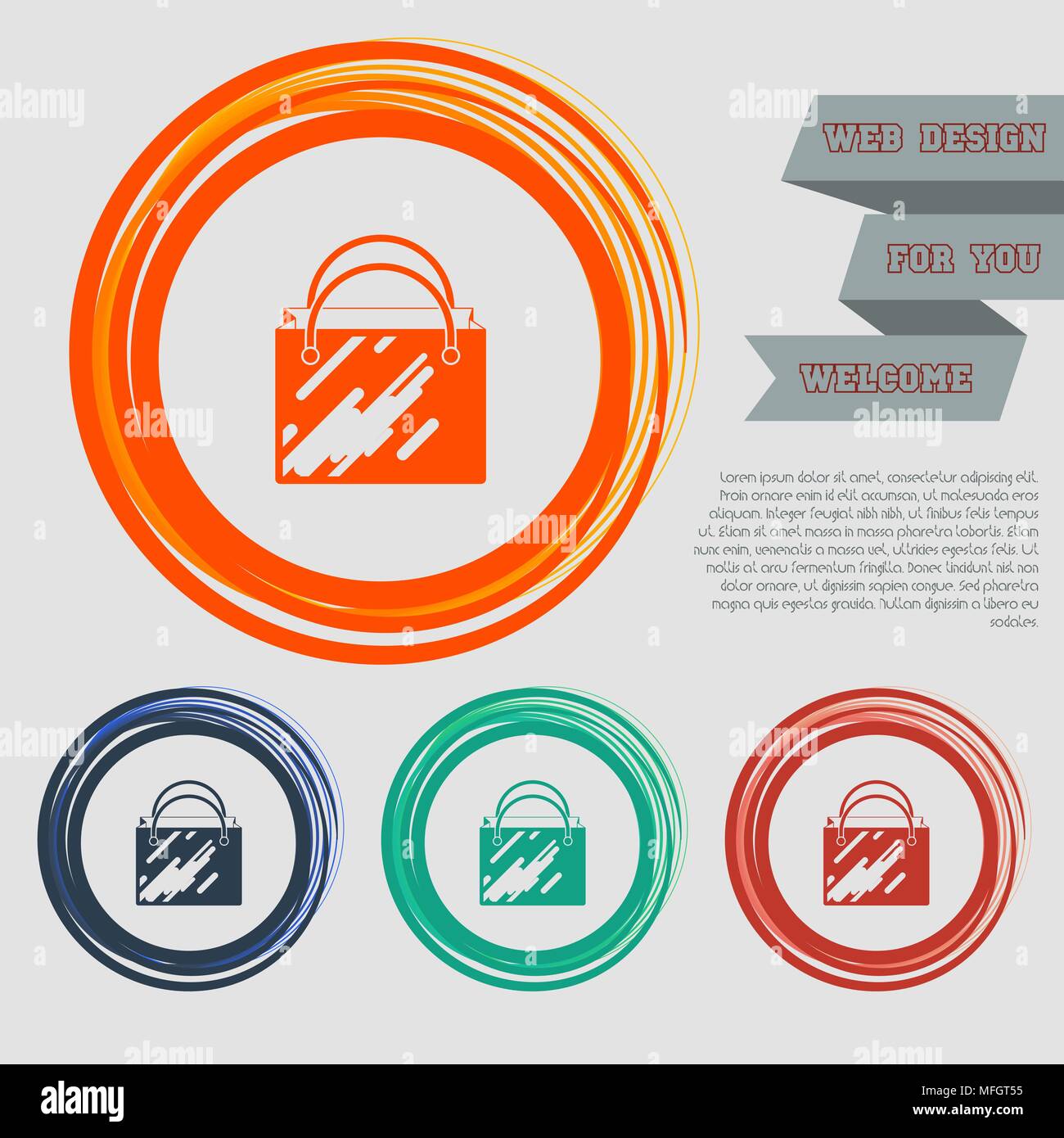 Shopping bag icon on the red, blue, green, orange buttons for your ...