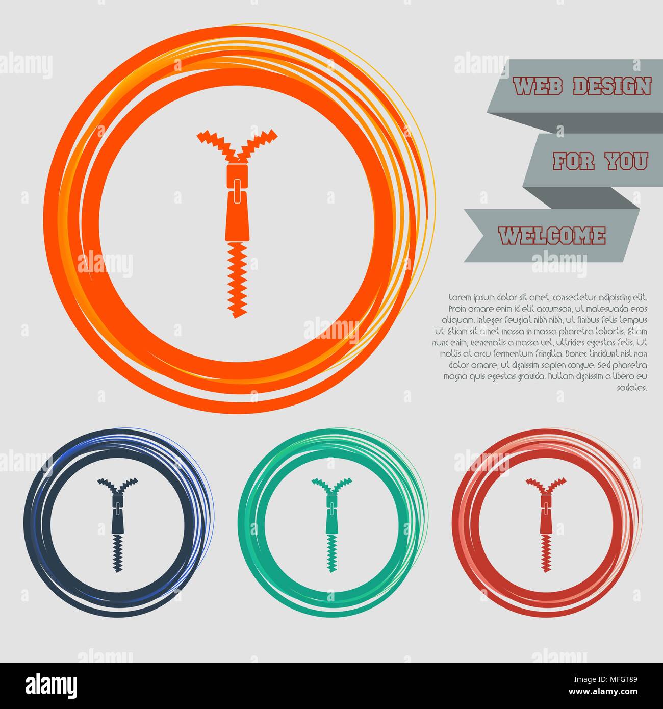 Zip icon on the red, blue, green, orange buttons for your website and ...