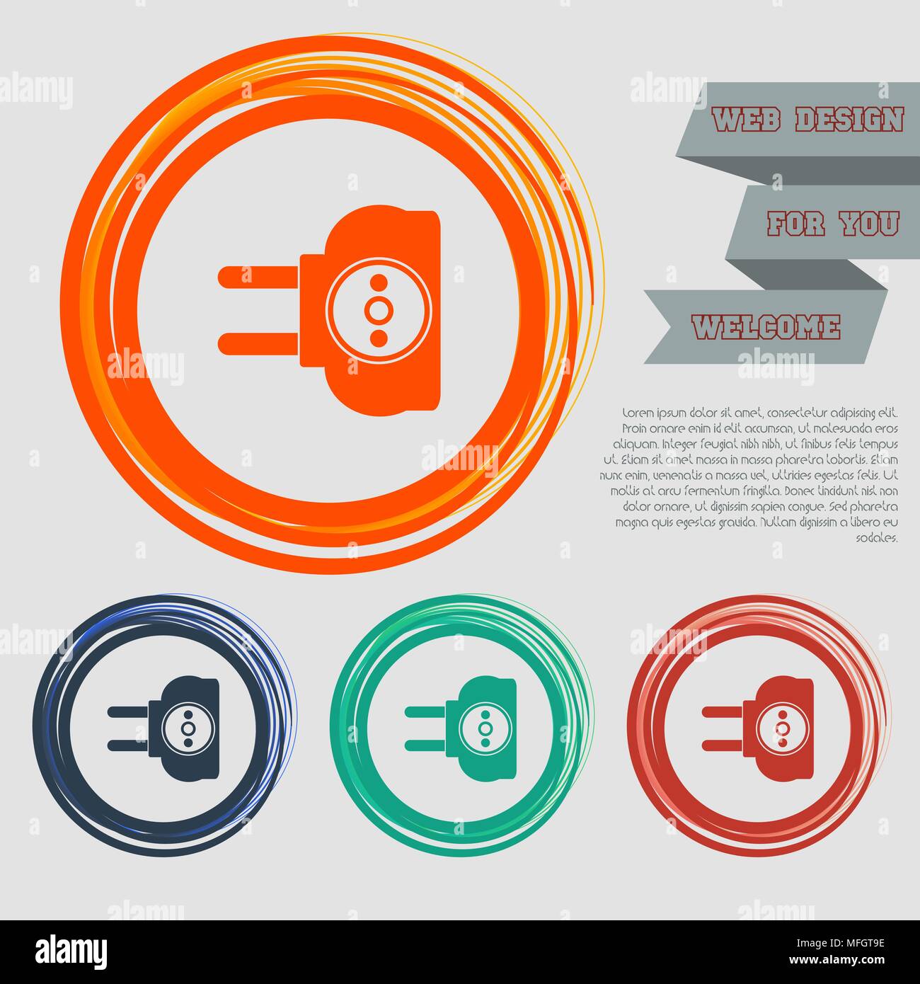 socket icon on the red, blue, green, orange buttons for your website ...