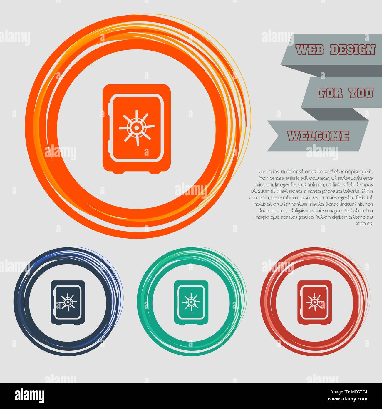 Safe money icon on the red, blue, green, orange buttons for your ...