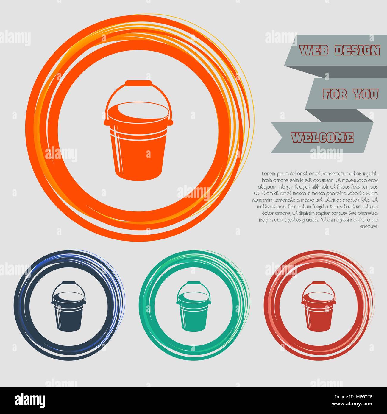 Bucket icon on the red, blue, green, orange buttons for your website ...