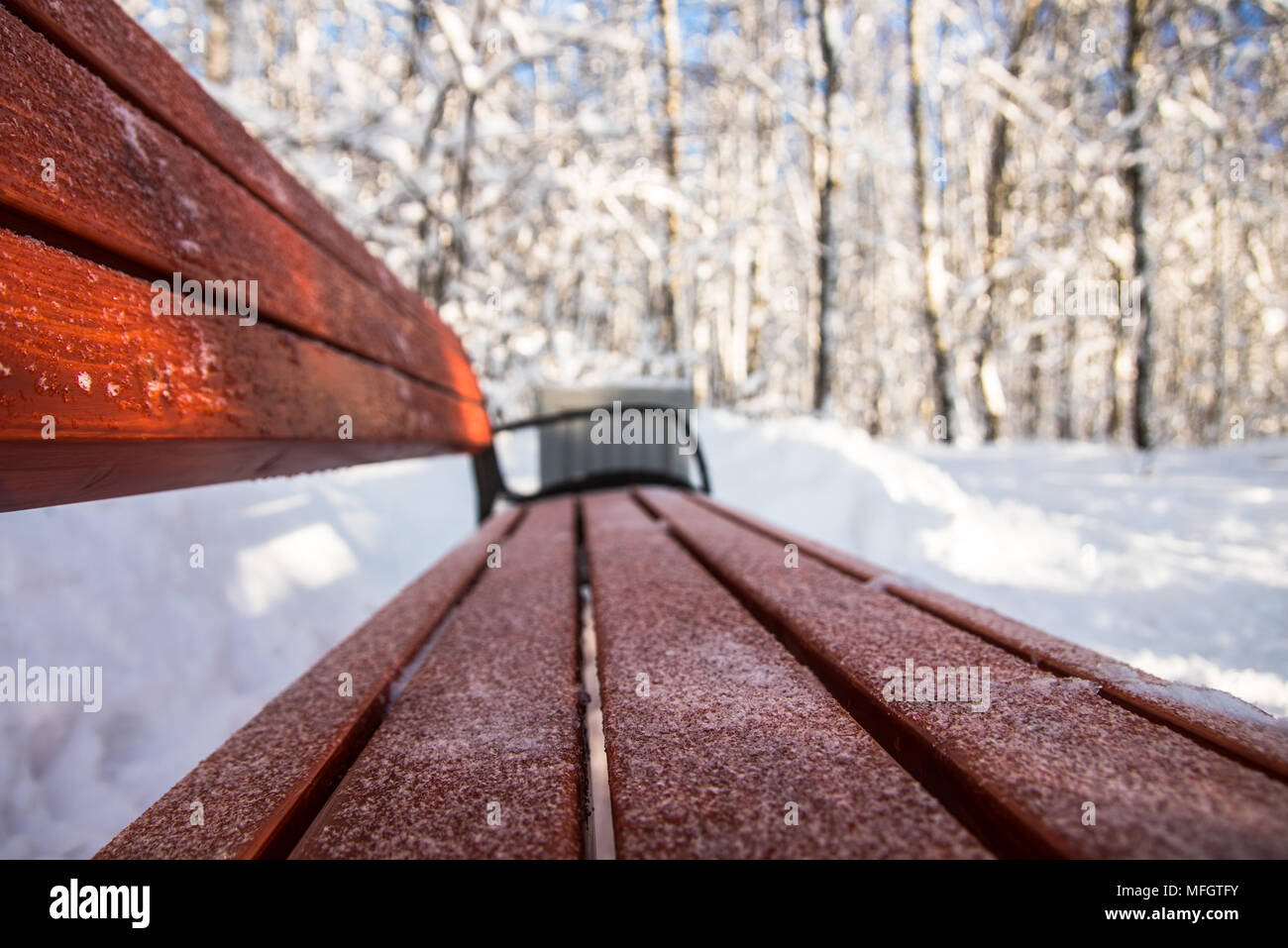 Empty park bench winter hi-res stock photography and images - Alamy