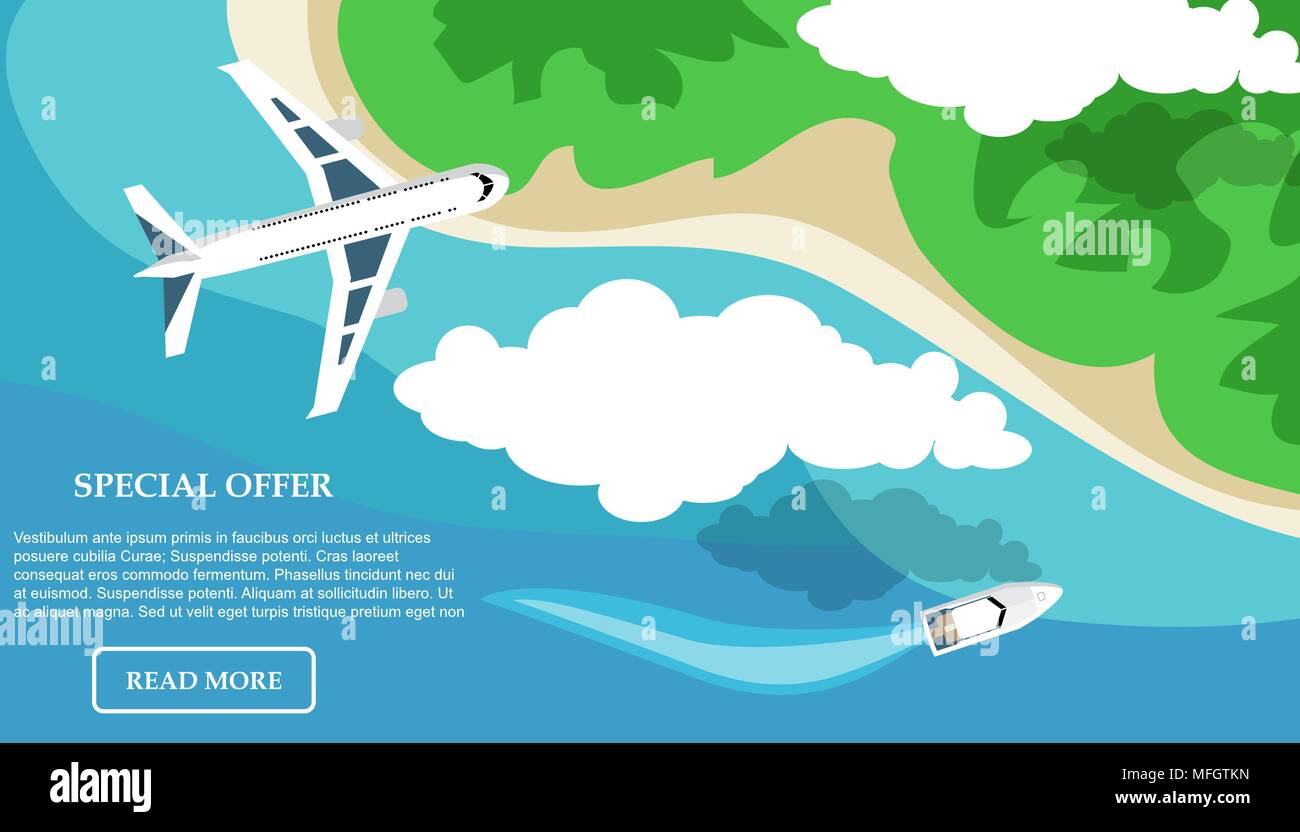 Travel, tourism in a flat style. World travel banner. Water tourism ...