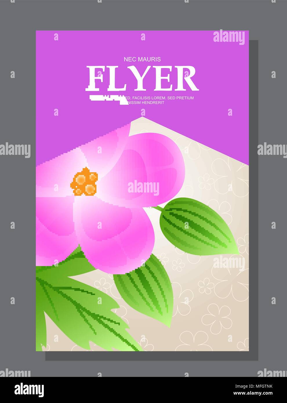 Violet flowers on a flyer. Can be used as greeting cards or wedding ...