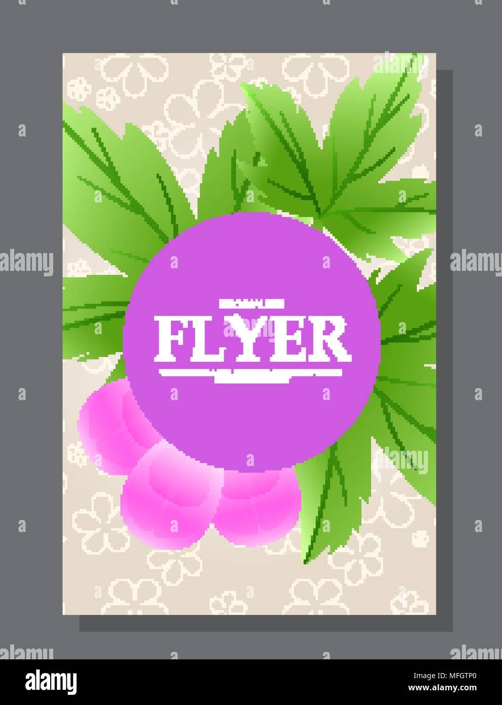 Violet flowers on a flyer. Can be used as greeting cards or wedding ...
