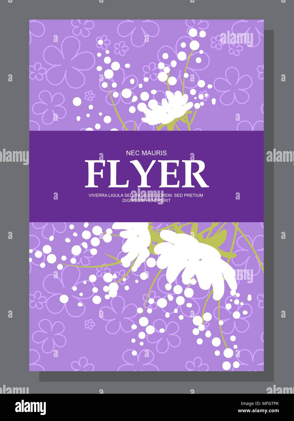 Violet flowers on a flyer. Can be used as greeting cards or wedding ...