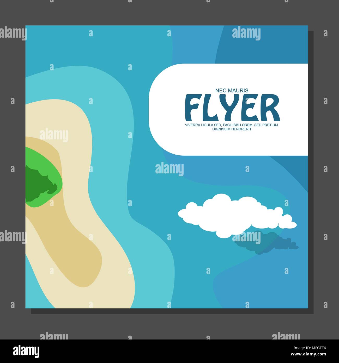 Flyer in flat style with a map of the island to travel and vacation on ...