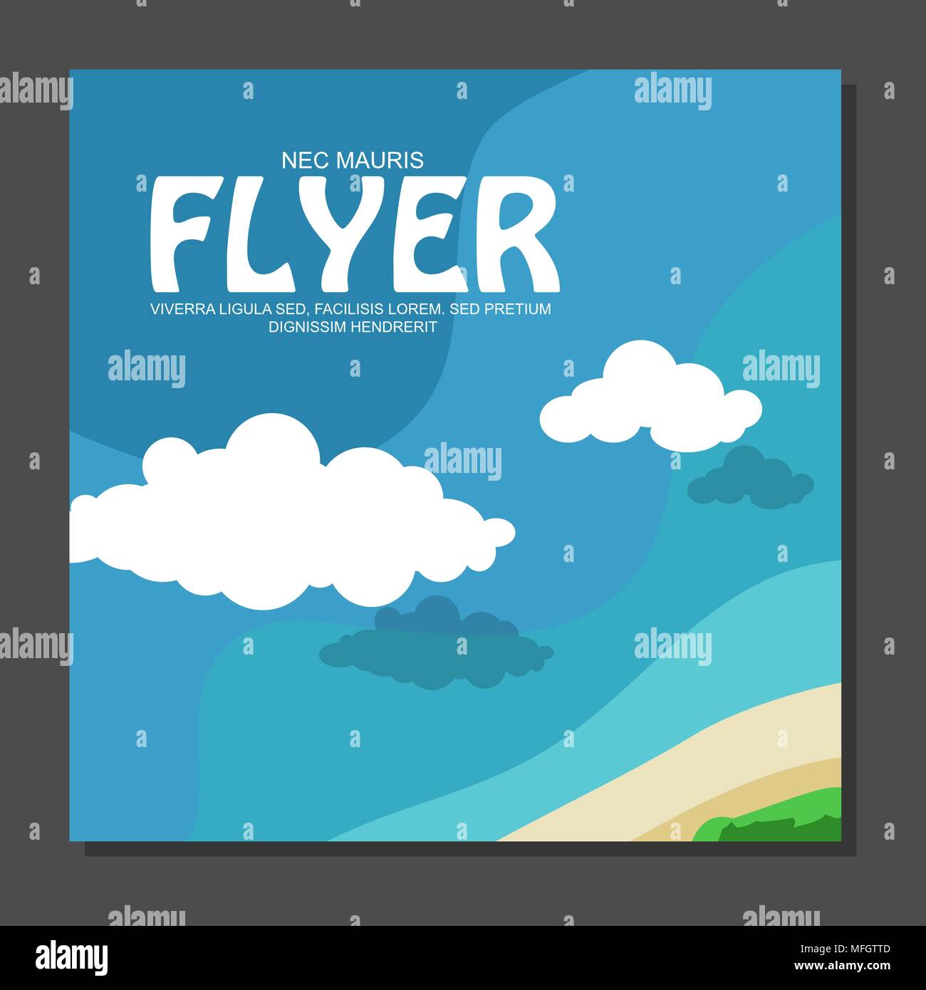 Flyer in flat style with a map of the island to travel and vacation on ...