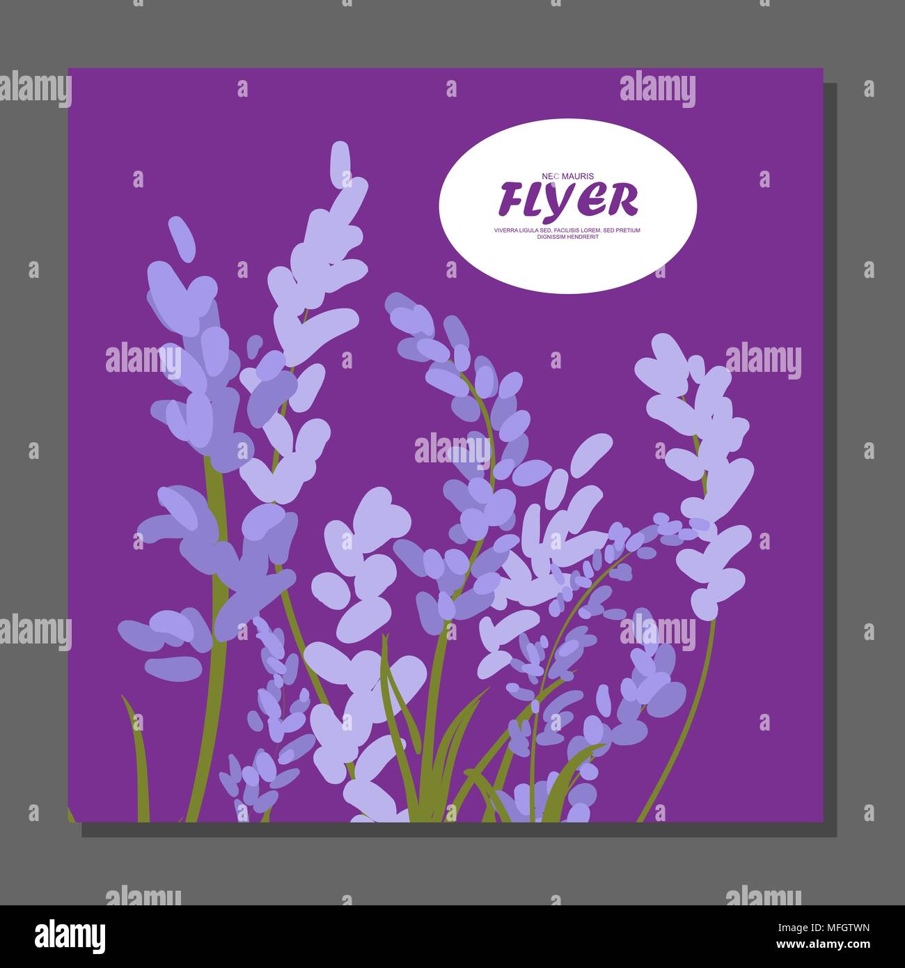 Violet flowers on a flyer. Can be used as greeting cards or wedding ...