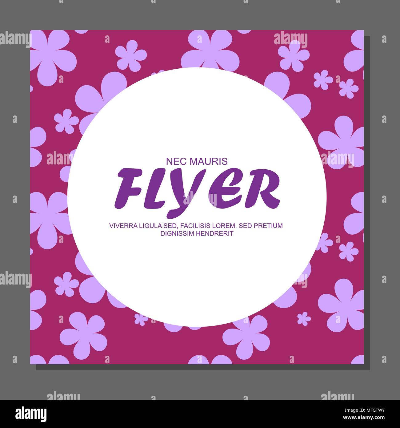 Violet flowers on a flyer. Can be used as greeting cards or wedding ...