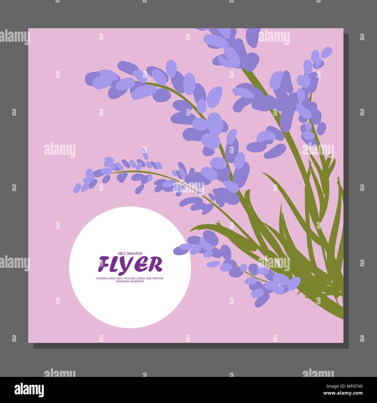 Violet flowers on a flyer. Can be used as greeting cards or wedding ...